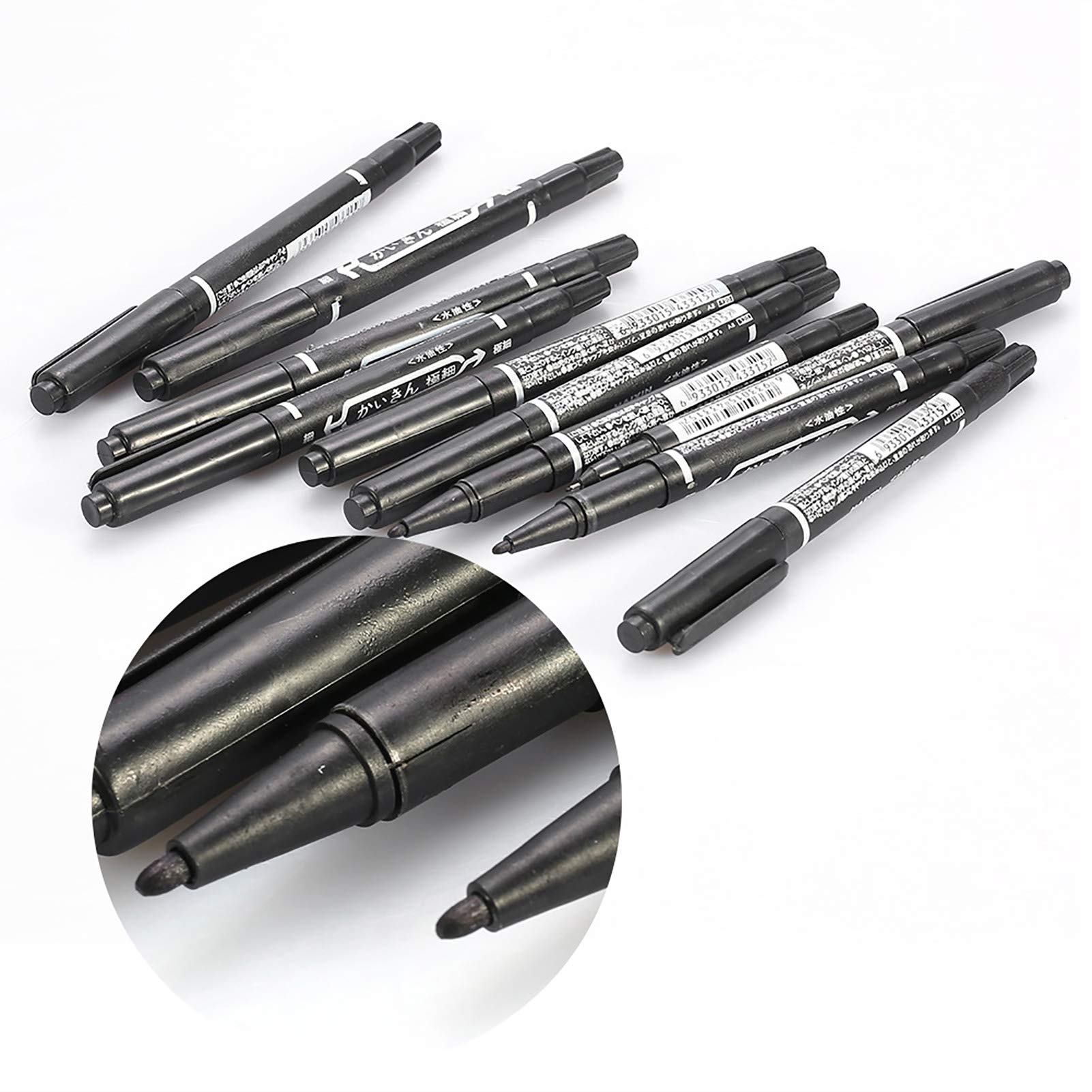10PCS/Box Tattoo Marking Pen, Double Ended Tattoo Skin Marker, Tattoo Piercing Positioning Marking Pen Tool