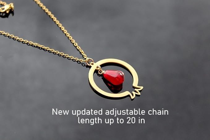 14K mirror polished non tarnish stainless steel Pomegranate pendant with pomegranate seed