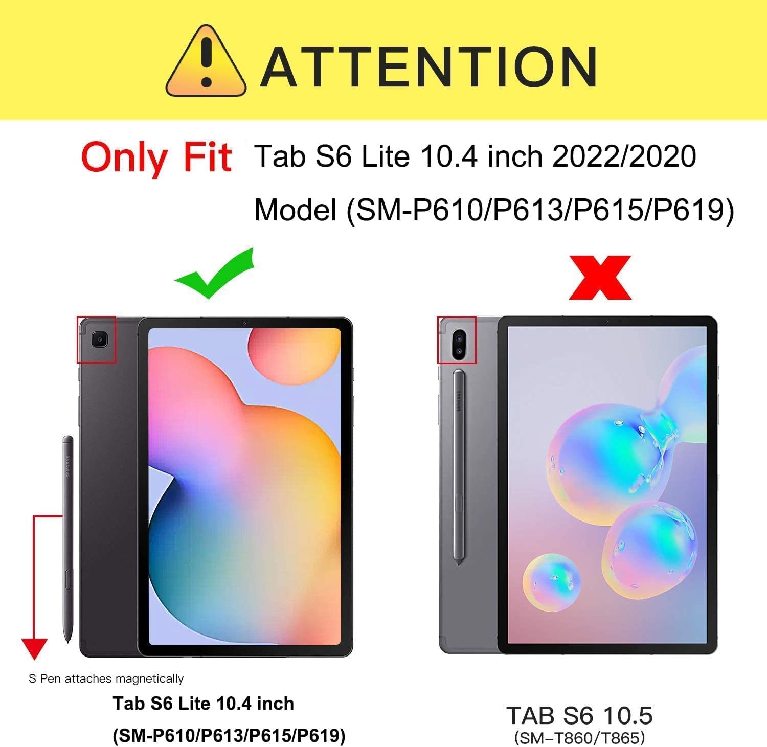 BLOSOMEET Case for Samsung Galaxy Tab S6 Lite 10.4" 2024/2022/2020 with Screen Protector S Pen Holder,Heavy Duty Case for S6 Lite Tablet P620/P625/P610/P613 with Stand Hand Shoulder Strap,Black