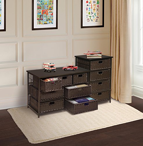 August Collection Wide Seven Basket Drawer Storage Unit