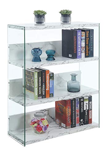 Convenience Concepts SoHo 4 Tier Wide Bookcase, White Faux Marble