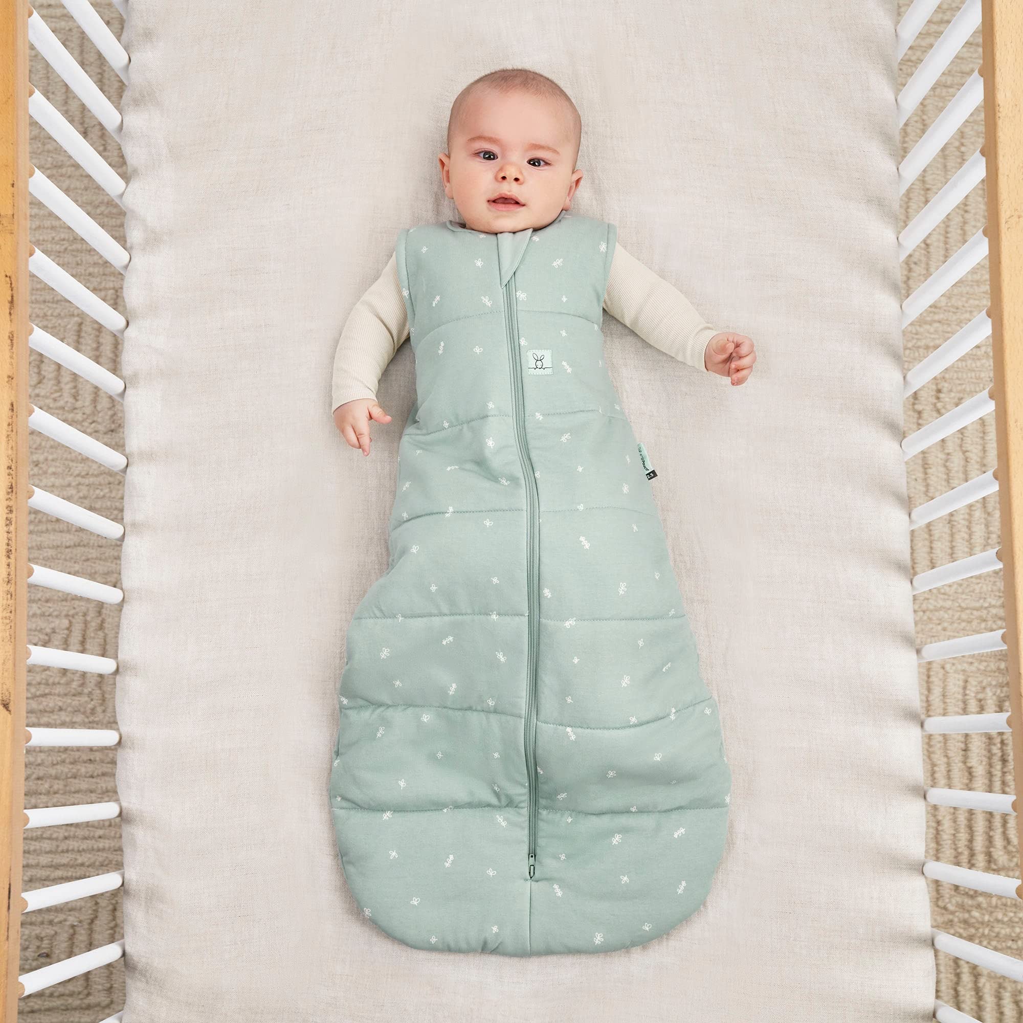 ergoPouch 2.5 Tog Winter Jersey Sleeping Bag – Organic Cotton Baby Sleeping Bag, Made of Soft & Breathable Material for Peaceful Night's Sleep – Baby Wearable Blanket (Sage, 3-12 Months)