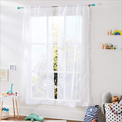 Amazon Basics Decorative 5/8" Curtain Rod with Round Finials, 48"-86", Turquoise Blue