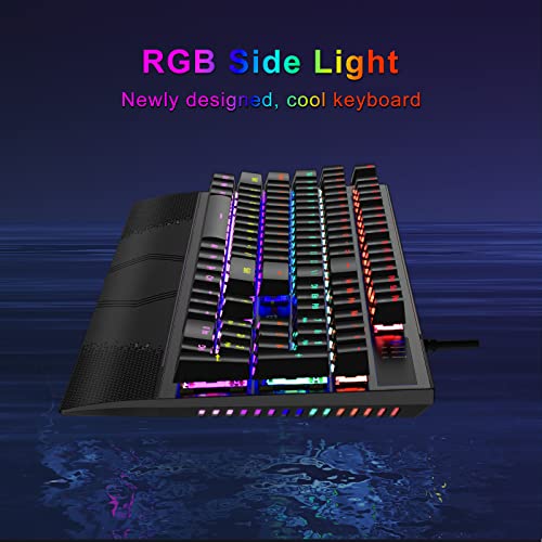 E-YOOSO Mechanical Keyboard, Mechanical Gaming Keyboard with Red Switches, 104 Keys, Wired Keyboard Mechanical with Rainbow Backlit & RGB LED Side Light, Linear Keyboard for Windows, Gaming, PC