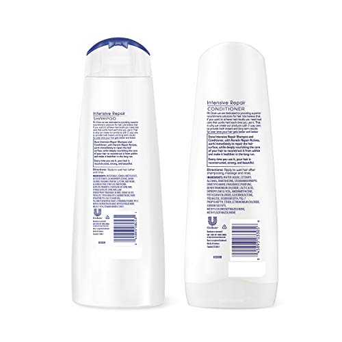 Dove Nutritive Solutions Strengthening Shampoo and Conditioner for Damaged Hair Intensive Repair Dry Hair Deep Formulas with Keratin Actives 12 oz, 2 Count