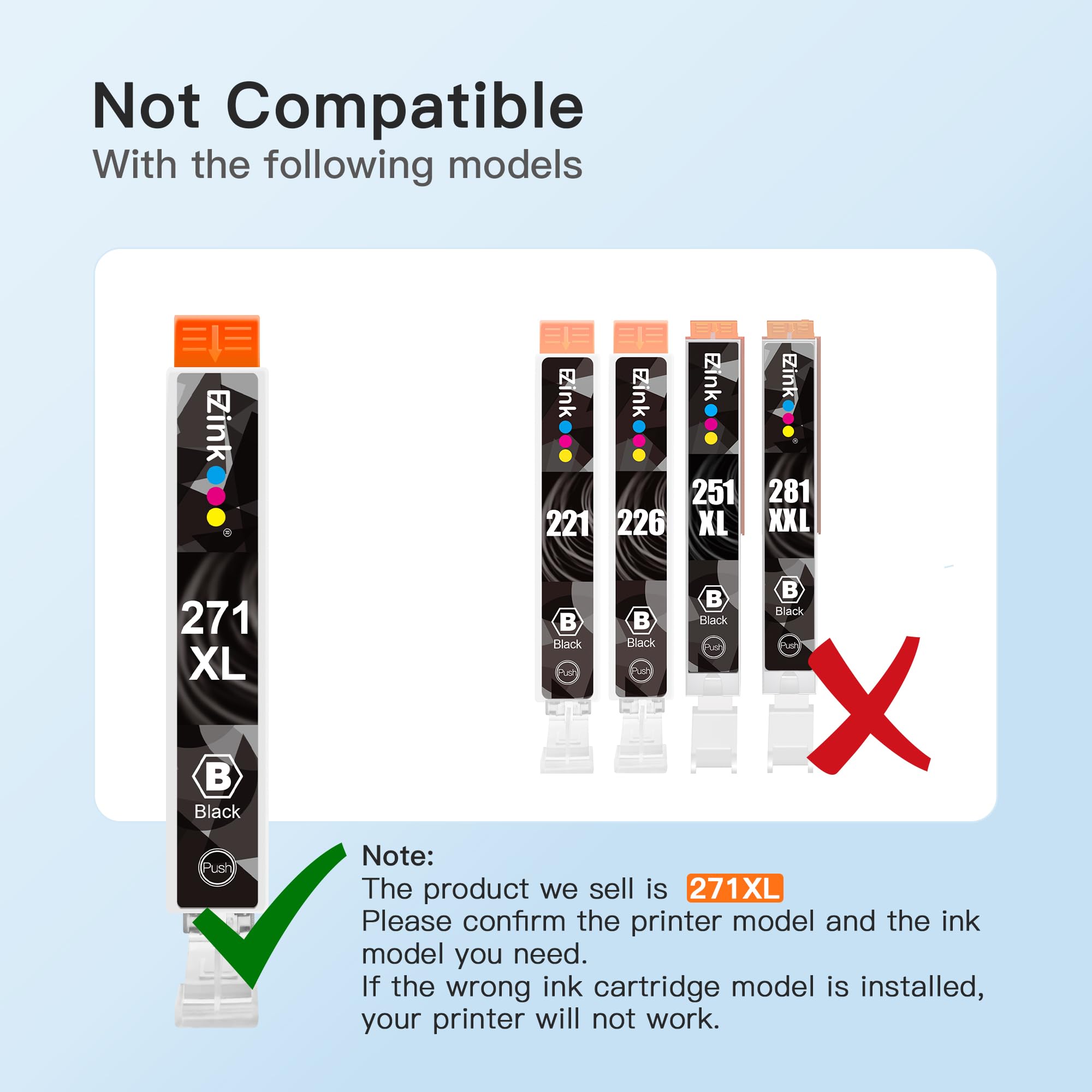E-Z Ink Compatible Ink Cartridge Replacement for Canon PGI-270XL CLI-271XL PGI 270 to use with PIXMA TS9020 TS8020 MG7720 (2 Large Black,2 Small Black,2Cyan,2 Magenta,2 Yellow,2 Gray) 12 Pack