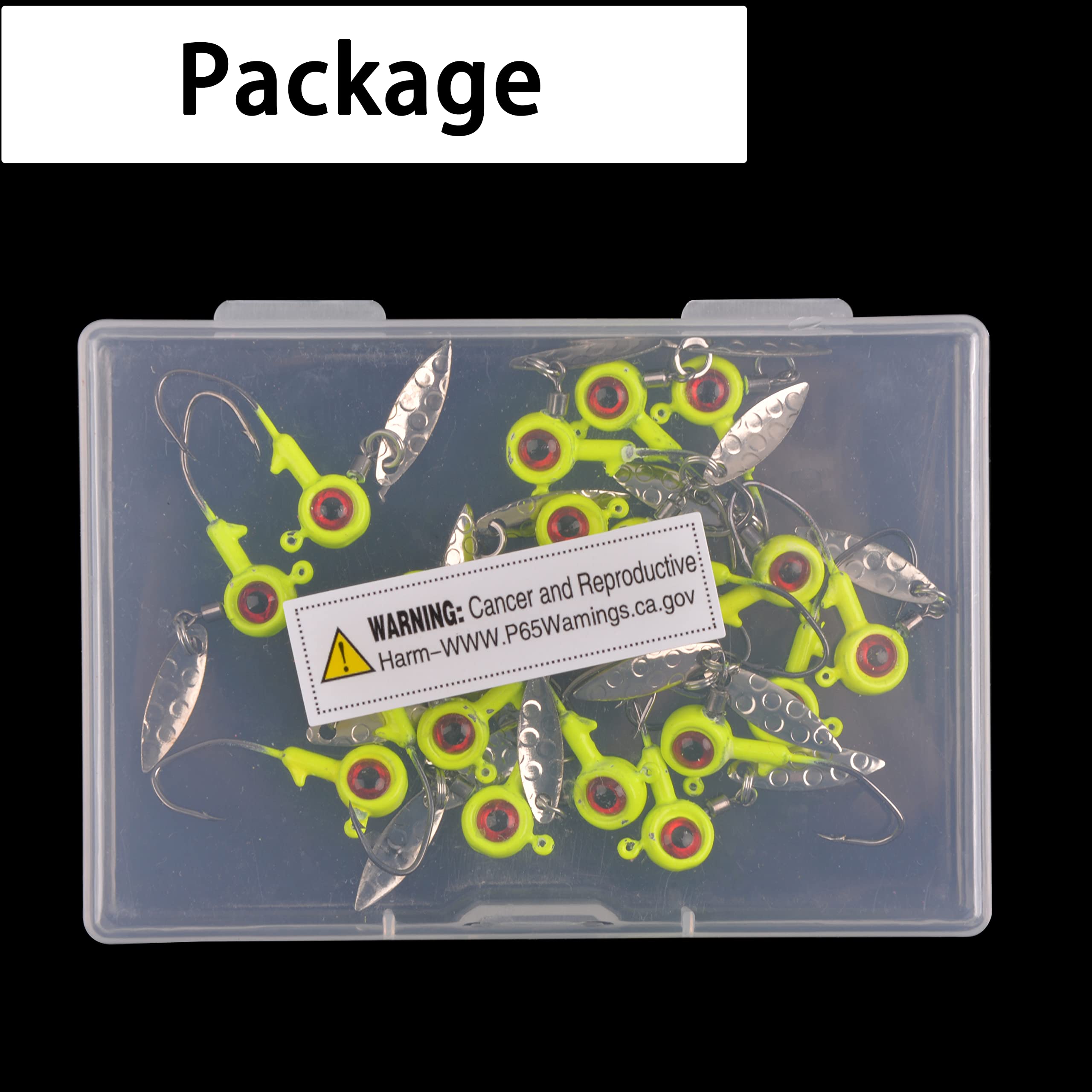10Piece Fishing Jig Head with Willow Blade 3D Eyes Fishing Jigs Spoon Weighted Head Spin Jig Hook Lure Kit for Panfish Crappie