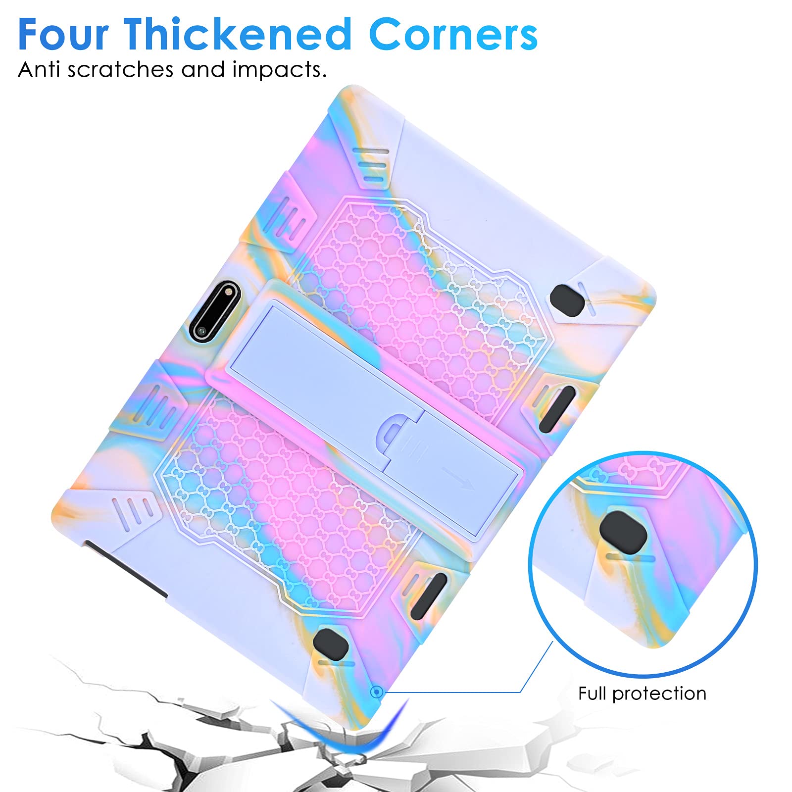 DETUOSI Case Compatible with Dragon Touch K10, Multi-Angle Stand Case, Soft Silicone Protective Cover for ZONKO K105, Victbing 10, Winsing 10, YELLYOUTH 10, Hoozo Touch 10, Rose Red & Purple
