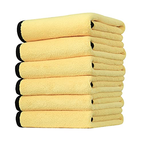 Dry Towel for Cars, (6PCS)Microfiber Extra Thick Cleaning Cloths,Car Drying Towel Scratch-Free Car Detailing Buffing Polishing Soft Super Absorbent Towel 800 GSM 12 in x24 in