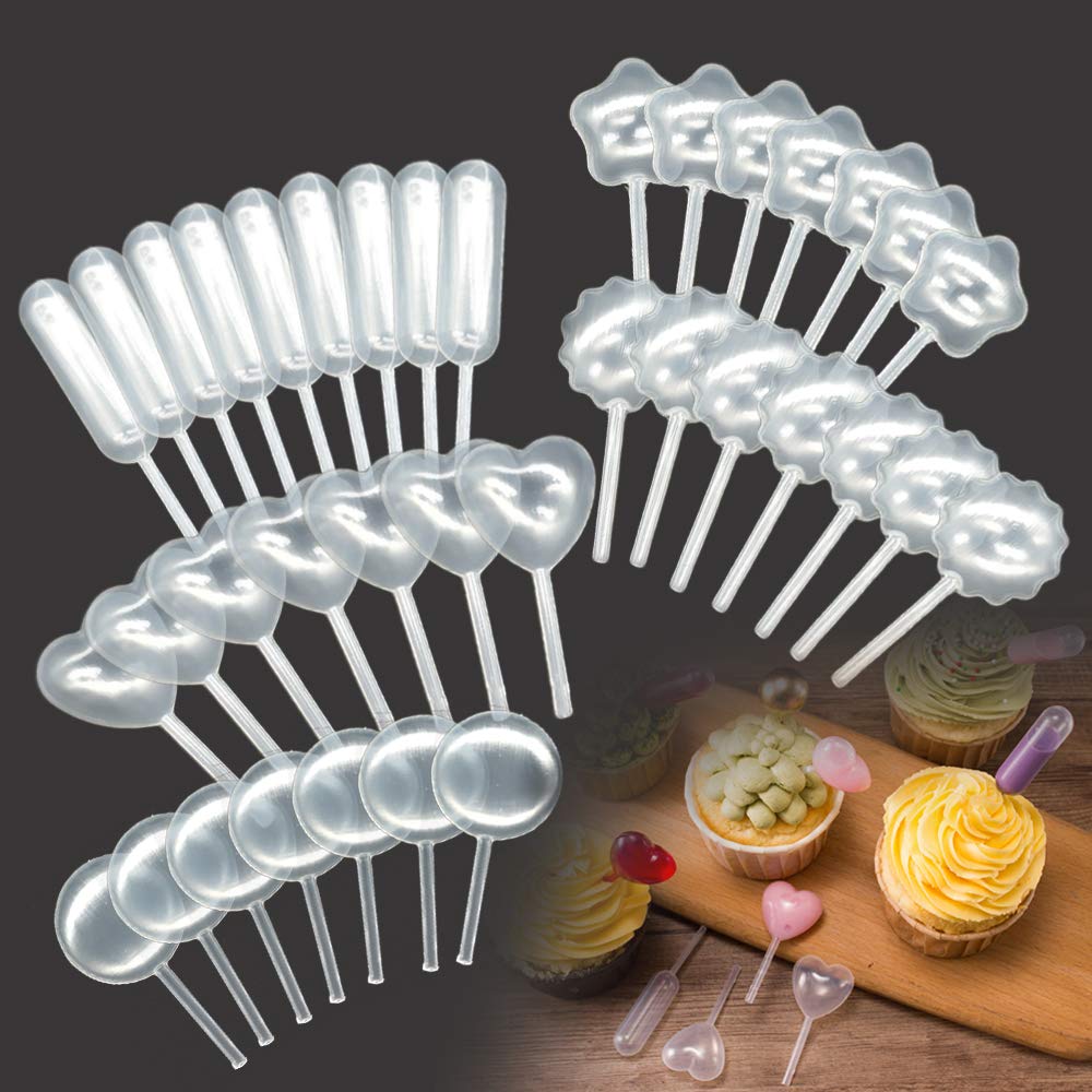 Cupcakes Pipettes,125PCS 4 ml Plastic Strawberry Pipettes Mini Pipettes Squeeze Dropper Liquid Injector Pipettes for Strawberries, Cupcake, Chocolate, Birthday Party and Holiday Decoration
