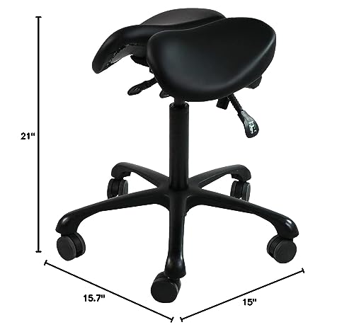MASTER MASSAGE EQUIPMENT Ergonomic Swivel Saddle Rolling Hydraulic Stool In Black for Clinic, Spas, Salons, Debtists, Classrooms, Home, Office, 1count