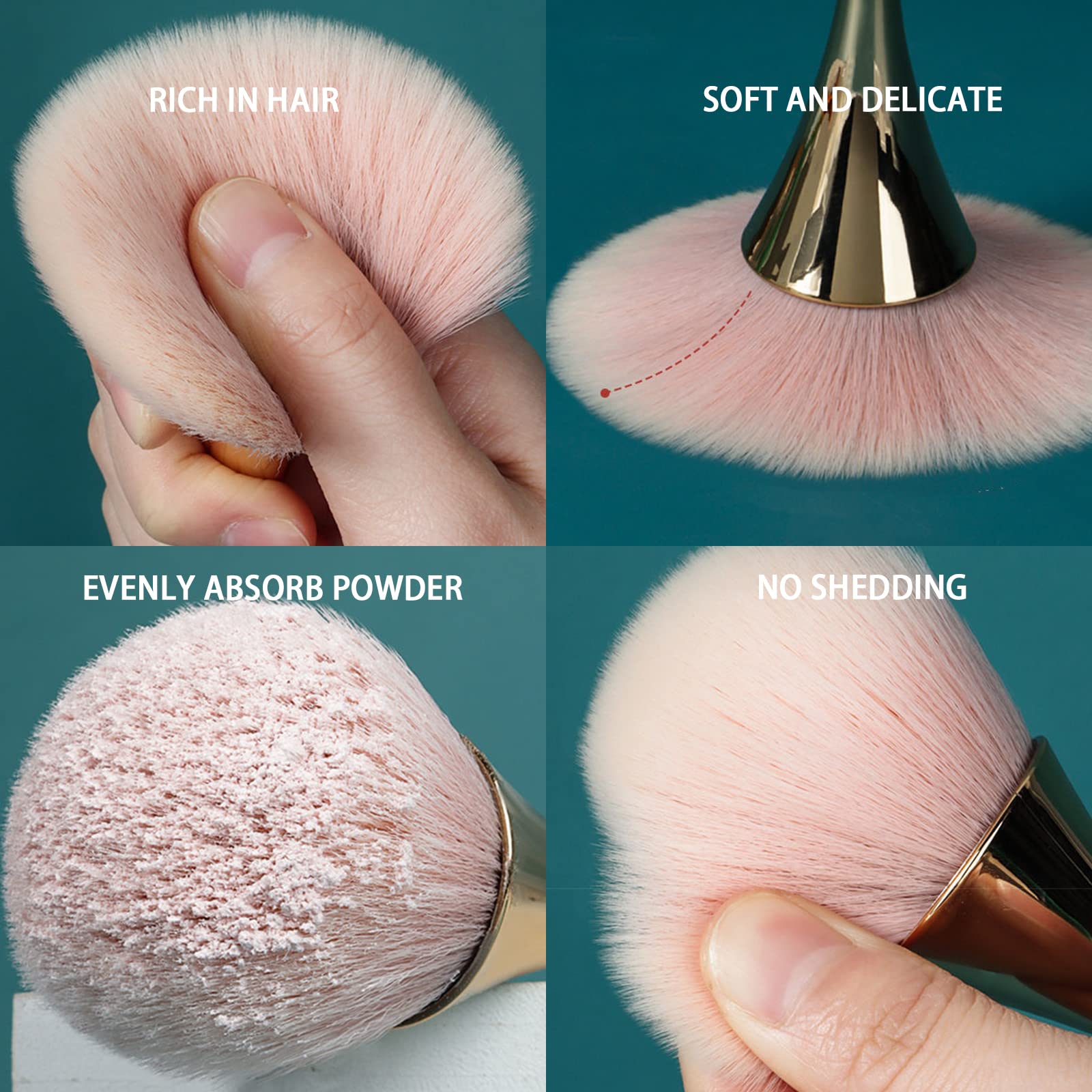 Large Powder Mineral Brush Nail Art Dust Brush Foundation Makeup Brush Powder Brush and Blush Brush for Daily Makeup (colour)