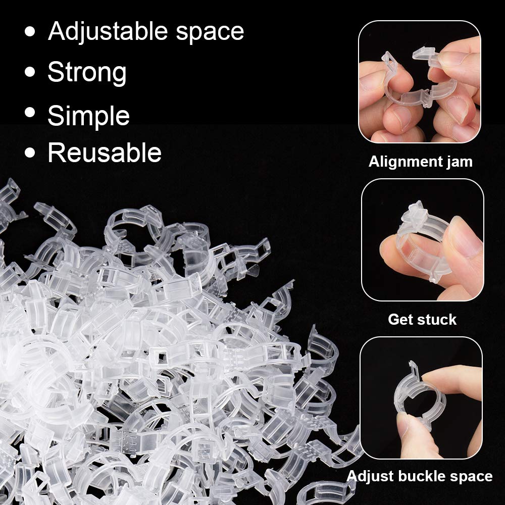 200PCS Plant Support Garden Clips, Vegetable Tomato Supports Trellis Clip Tape for Climbing Crop Vine Twine String Cage Ties Stakes, Grow Strawberry Rose Grape Cucumber Orchid Pea Pothos Melon Tree