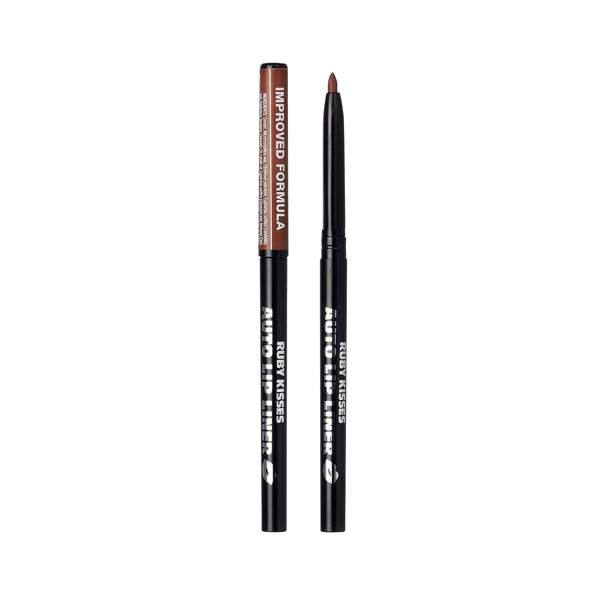 Ruby Kisses Auto Lip Liner Pencil, Long Lasting & Non-Fading, Smooth Application, Non-Feathering with Rich Color, No Sharpener Needed, Ideal for Full Lips Look (Brown) (3 PACK)