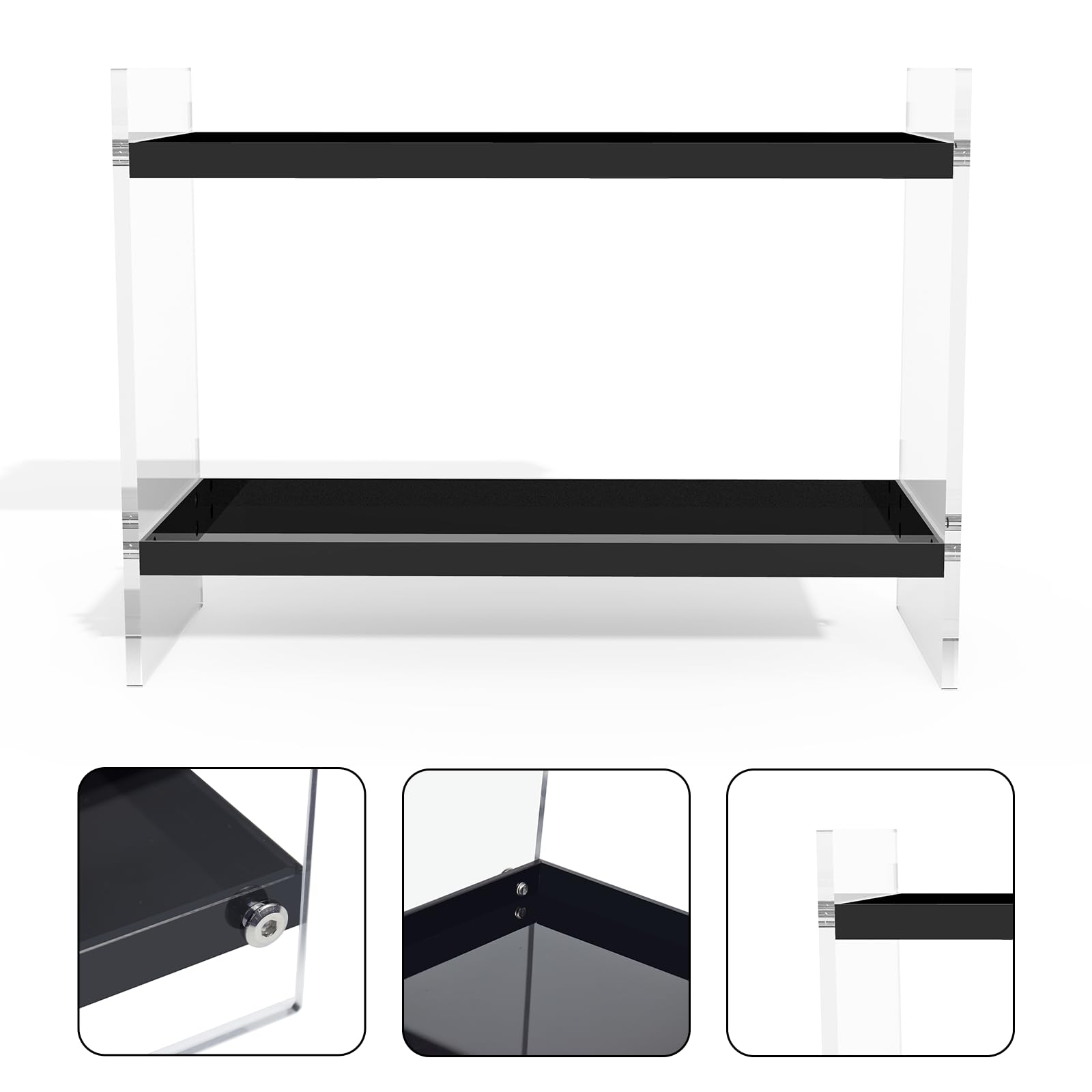2 Tier Bathroom Countertop Organizer, Acrylic Tray Vanity Counter Skincare Organizer Shelf, Kitchen Standing Rack, Home Storage Holder for Lotion Makeup Cosmetics Perfume Spice