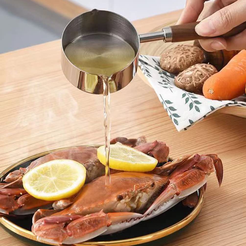 125ML Saucepan Stainless Steel Sauce Pot Double Spout Oil Pan Milk Warming Pot Frothing Pitcher Dishwasher Safe for Home Kitchen Cookware