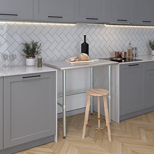 AmGood Stainless Steel Work Table Open Base | NSF Kitchen Island Food Prep | Laundry Garage Utility Bench (36" Long X 24" Deep)