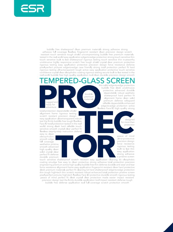 ESR Screen Protector for iPad Pro 11 Inch (2022/2021/2020, 4th Gen/3rd Gen/2nd Gen) with Camera Lens Protector, Tempered-Glass Film, Fingerprint and Scratch Resistant, Face ID Compatible, 2 Pack