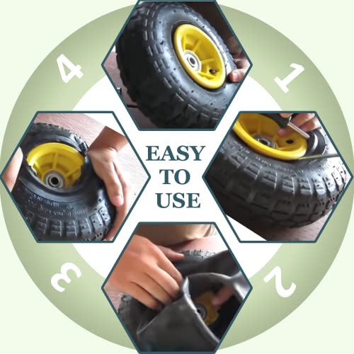 4.10/3.50-4" Lawn Tire Inner Tubes with TR-13 Straight Valve Stem (2-Pack) Heavy Duty Replacement for Wheelbarrow tire 4",Trunk, Tractor, Garden Carts,Golf Cart, Mowers and More