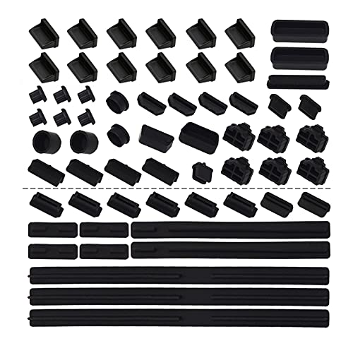 Anti Dust Plug,HFEIX Silicone Cap Computer Port Cover PC Interface Stopper Socket Protecor Kit Black (Black 61)