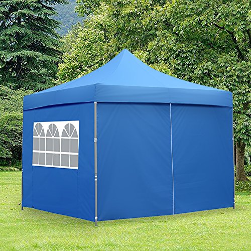 10x10 Ft Outdoor Pop Up Canopy Tent with 4 Removable Side Walls Instant Gazebos Shelters Blue
