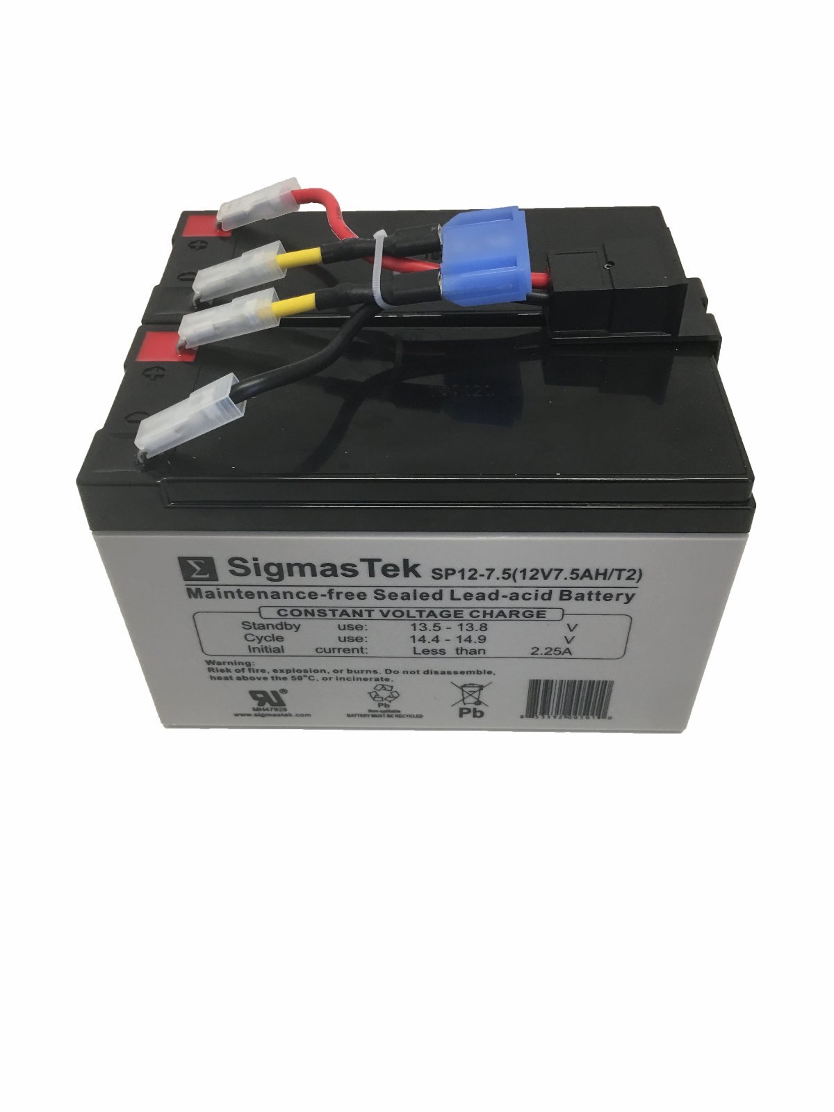 APC RBC48 Replacement Cartridge with 2X 12V 7.5Ah SP12-7.5 T2 SigmasTek Batteries