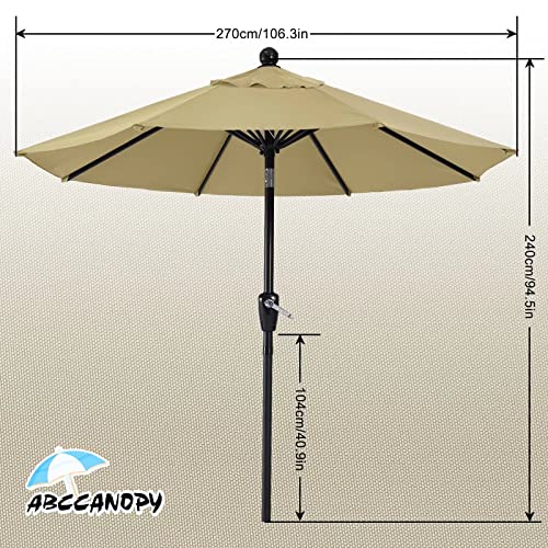 ABCCANOPY Durable Patio Umbrellas 9' Khaki