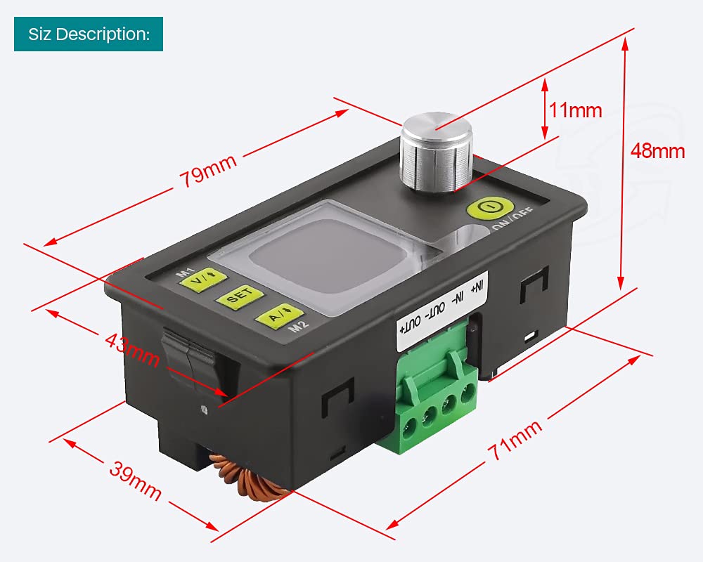 RD DPS5005 USB DC 6-55V to 0-50V 5A Constant DC DC Voltage Current Step-down Power Supply Module Buck Voltage Converter Voltmeter communication(DPS5005-USB-BT)