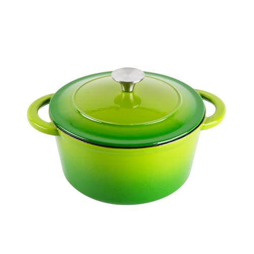 2.6 QT Enameled Dutch Oven Pot with Lid, Cast Iron Dutch Oven with Dual Handles for Bread Baking, Cooking, Non-stick Enamel Coated Cookware (Apple Green)