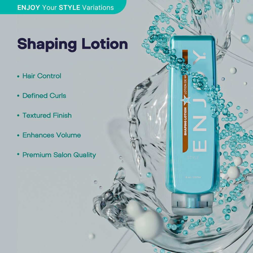 Enjoy Shaping Curly Hair Styling Cream - Adds Volume, Lightweight Curl Defining Finish, Anti-Frizz, 8 Ounce