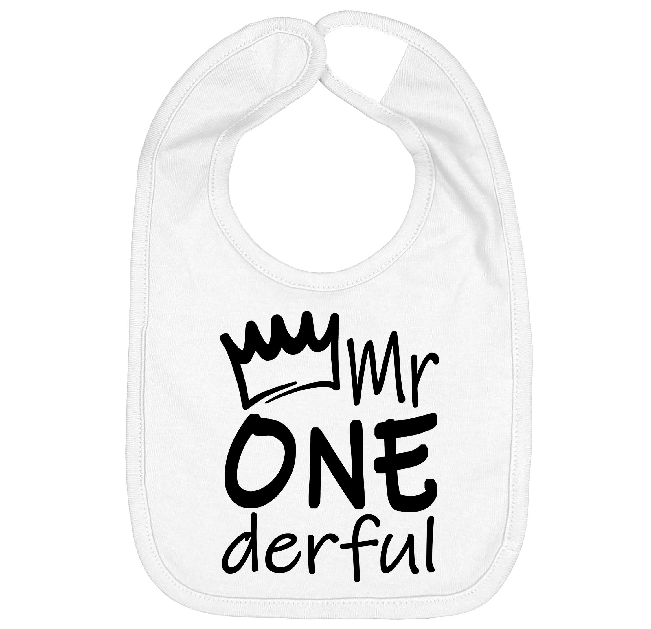 Aiden's Corner Handmade Cute Baby Boy First Birthday Smash Cake Bibs - 1st Birthday Mr Onederful Bib (White)