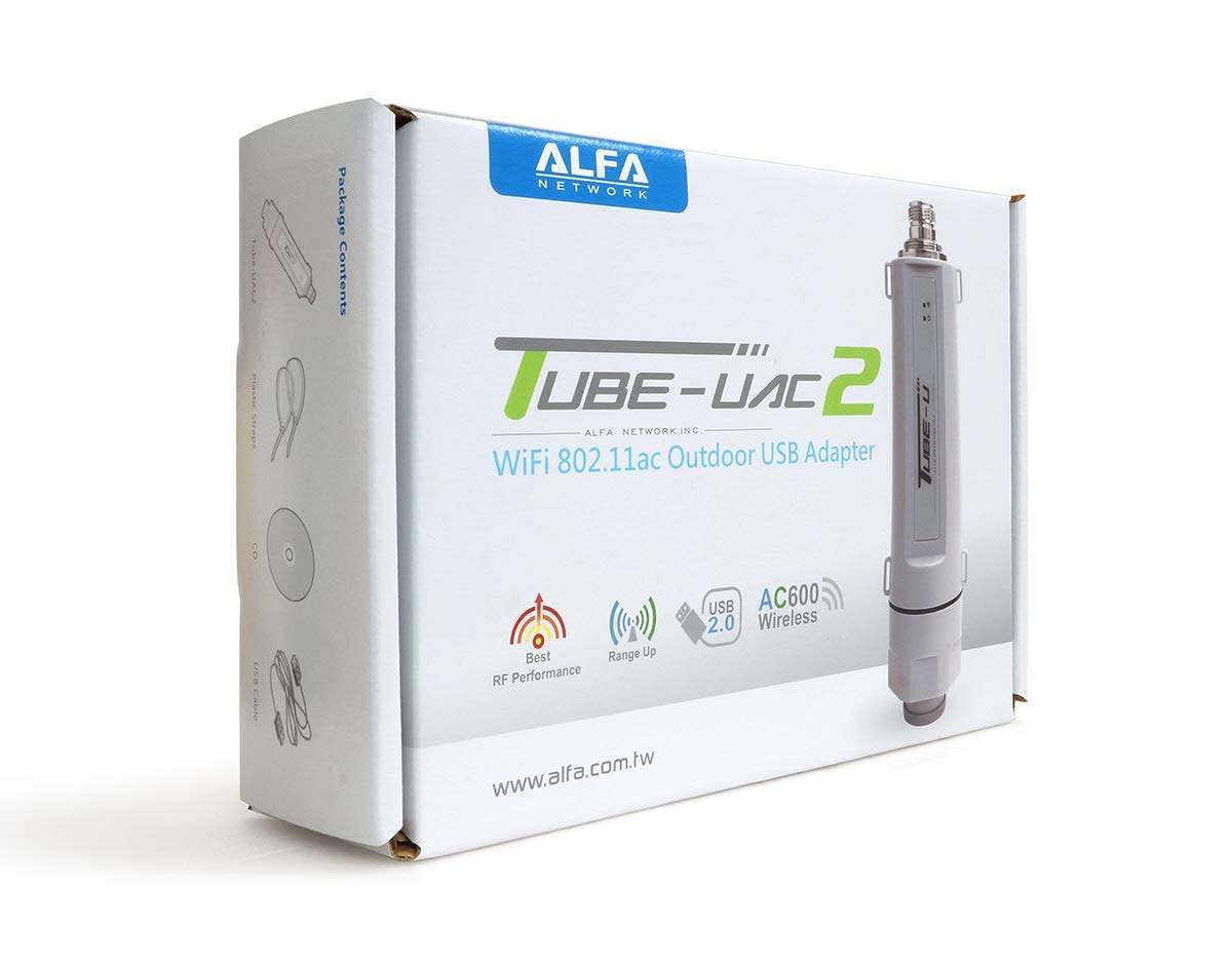 Alfa Tube-UAC2 802.11ac Dual Band 2.4/5 GHz Long Range USB Adapter 9 dBi Omni Antenna kit