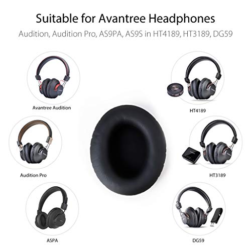 Avantree Black Replacement Earpads for Over Ear Headphones - Suitable for Avantree HT5009, HT4189, HT41899, DG59M, C519M,Audition, Audition Pro(Not Original Audition & Audition Pro Edition)