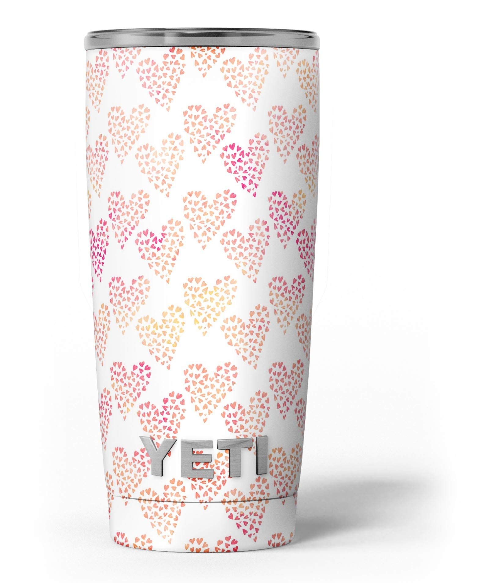 Design Skinz The Tiny Pink and Yellow Hearts of a Whole - Skin Decal Vinyl Wrap Kit Compatible with The Yeti Rambler Cooler Tumbler Cups