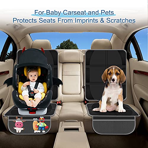 J&C Car Seat Protector for Child Carseat Waterproof Baby Car Seat Protector with Thickest Padding, Non-Slip Backing 2 Pockets, Fit for SUV Sedan Leather Seats
