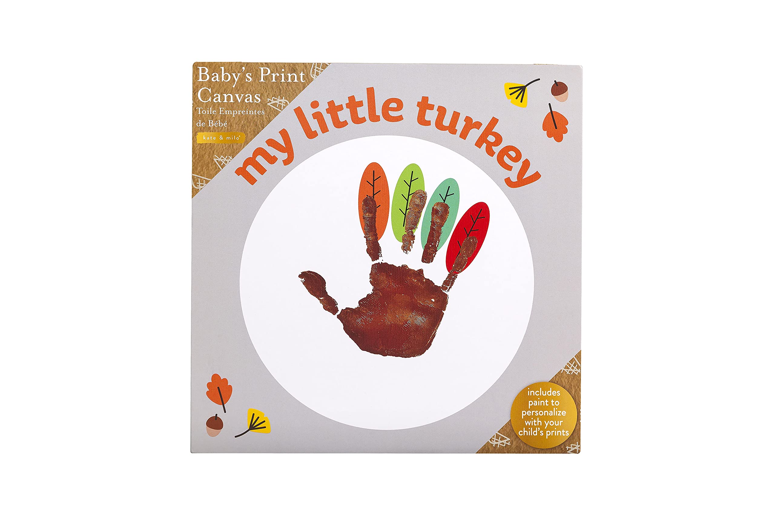 Kate & Milo My Little Turkey Canvas, DIY Handprint Keepsake Art, Thanksgiving Décor, Perfect for Baby Girl or Boys First Holiday Season, Baby Fall Decor