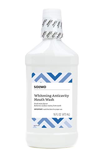 Amazon Brand - Solimo Whitening Anticavity Mouthwash, 16 Fluid Ounces, Pack of 4