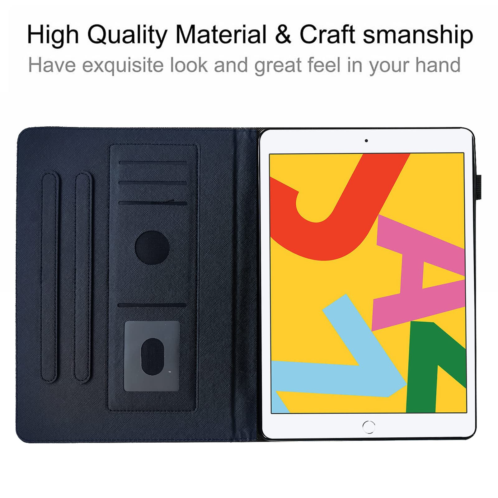 Billionn Case for iPad 9/8/7 (10.2-Inch, 2021/2020/2019 Model, 9th/8th/7th Generation), with Auto Sleep/Wake and Screen Protector, Premium PU Leather Smart Cover, Don't Touch My PAD