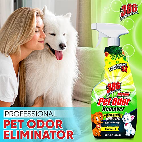 386 Professional Strength Pet Odor Eliminator for Home β Premium Odor Neutralizer for All Surfaces - Multipurpose Urine Remover for Dogs and Cats β Unscented, Long-Lasting No Enzyme Formula