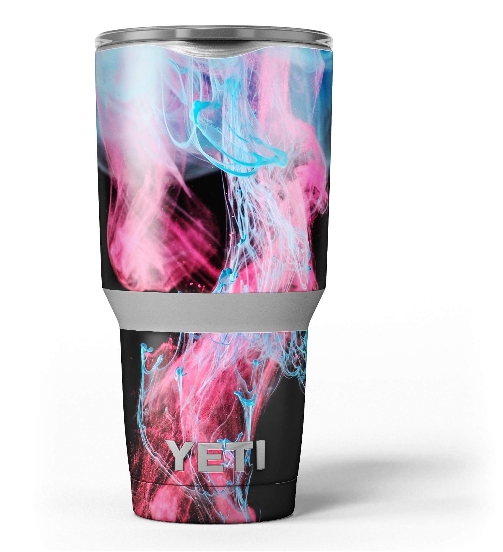 Design Skinz Vivid Pink and Teal Liquid Cloud - Skin Decal Vinyl Wrap Kit Compatible with The Yeti Rambler Cooler Tumbler Cups