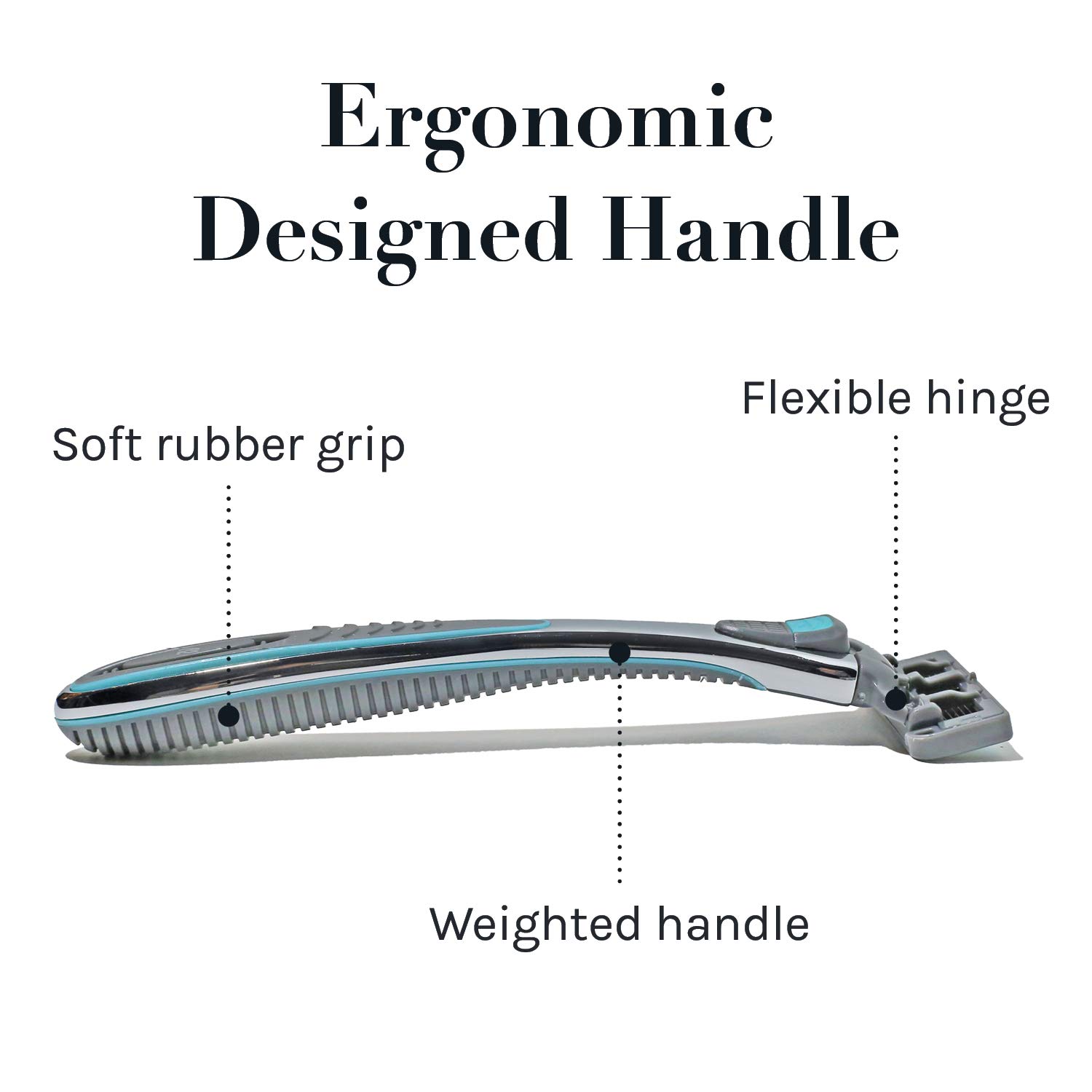 AOA Men's 6 Blade Razor Kit 7pcs in Kit Including 1pc Handle 5pcs Swedish Six-Blade Heads 1pc Stainless Steel Shower Hook Lubricating Aloe Vitamin E Strip for Comfortable Close Shave