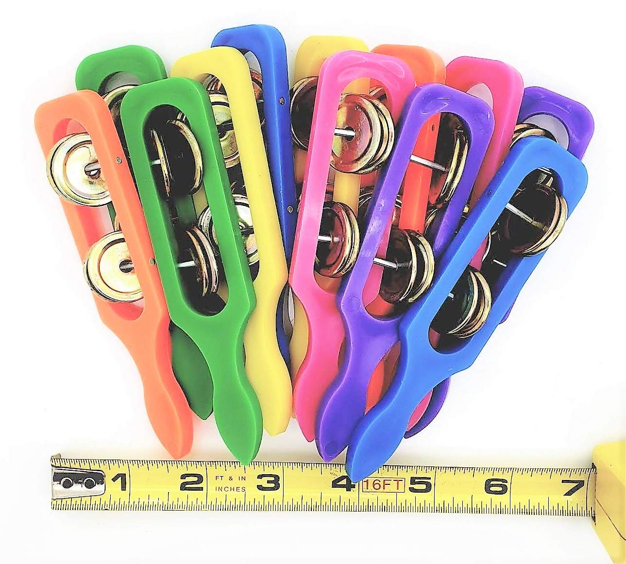 12 Cymbals With Plastic Handles (5") Kids Party Supplies, Preschool Musical Instruments, Noisemakers (12 Pack) multicolor