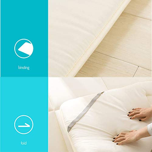 Japanese Futon Mattress Microfiber Soft Queen Sleeping Pad,Foldable Tatami Floor Mat,Fluffy Breathable Mattress Creamy-White 100x200cm(39x79inch)