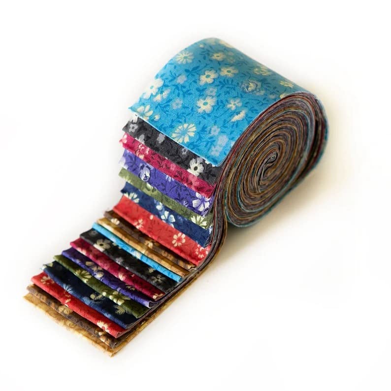 18 Pieces Fabric Cute, Beautiful Pre Cut Jelly Roll 2.5 inch Botanical Gardens Jelly Roll, Cute 100% Cotton Fabric Quilting Strips 2.5"