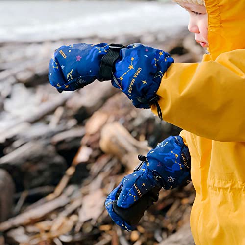 JAN & JUL Snow Mittens for Kids Waterproof Fleece-Lined (Constellations, L: 6-8Y)