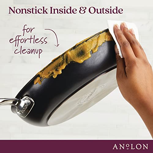 Anolon Smart Stack Hard Anodized Nonstick Frying Pan Set / Skillet Set - 8.5 Inch and 10 Inch, Black