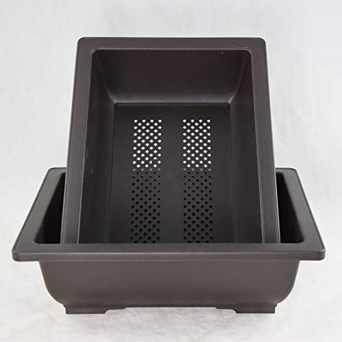 2 Rectangular Plastic Bonsai/Cactus & Succulent Pot 10"x 7.5"x 3" Dark Brown