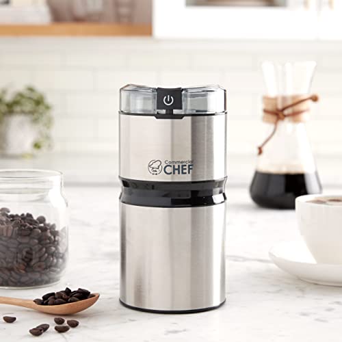 Electric Coffee Grinder Spice Grinder - Stainless Steel Blades Grinder for Coffee Bean Seed Nut Spice Herb Pepper, Brushed Stainless Steel Texture and Transparent Lid