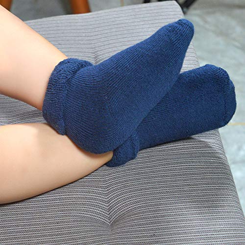 JAKIDAR 6 Pairs Baby Socks Thick Warm Socks for Infant Newborn Cotton Sock Shoes, Pink White Blue 0-3M