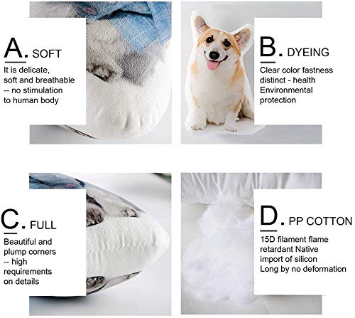 Customized Pillow, Personalized Picture Dog Cat Pet Shaped Pillow 3D Duplex Printing Gift for Lover, 16"